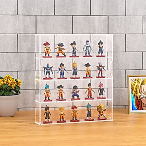 AITEE Acrylic Display Case for Mini Funko Pop Figures, Clear Wall Mounted or Desktop 4 Layer Storage Box Cabinet Organizer for Mini Toys, Collections or Stone