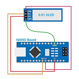 Hosyond 5 Pcs 0.91 Inch I2C OLED Display Module IIC OLED Screen DC 3.3V~5V Compatible with Arduino Raspberry PI (White Display Color)