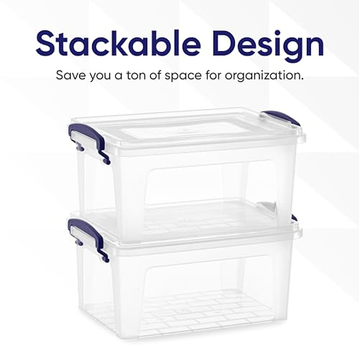 Superio Clear Storage Bins with Lids, Stackable Storage Box with Latches and Handles, Extra Small, 12 Pack 3 Quart