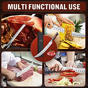 DRAGON RIOT 10 inch Premium Brisket Carving Knife, Razor Sharp Brisket Knife with Ergonomic Handle Design, Granton Edge, Hand Forged Slicing Knife for Meat and BBQ Cuting Gift for Men