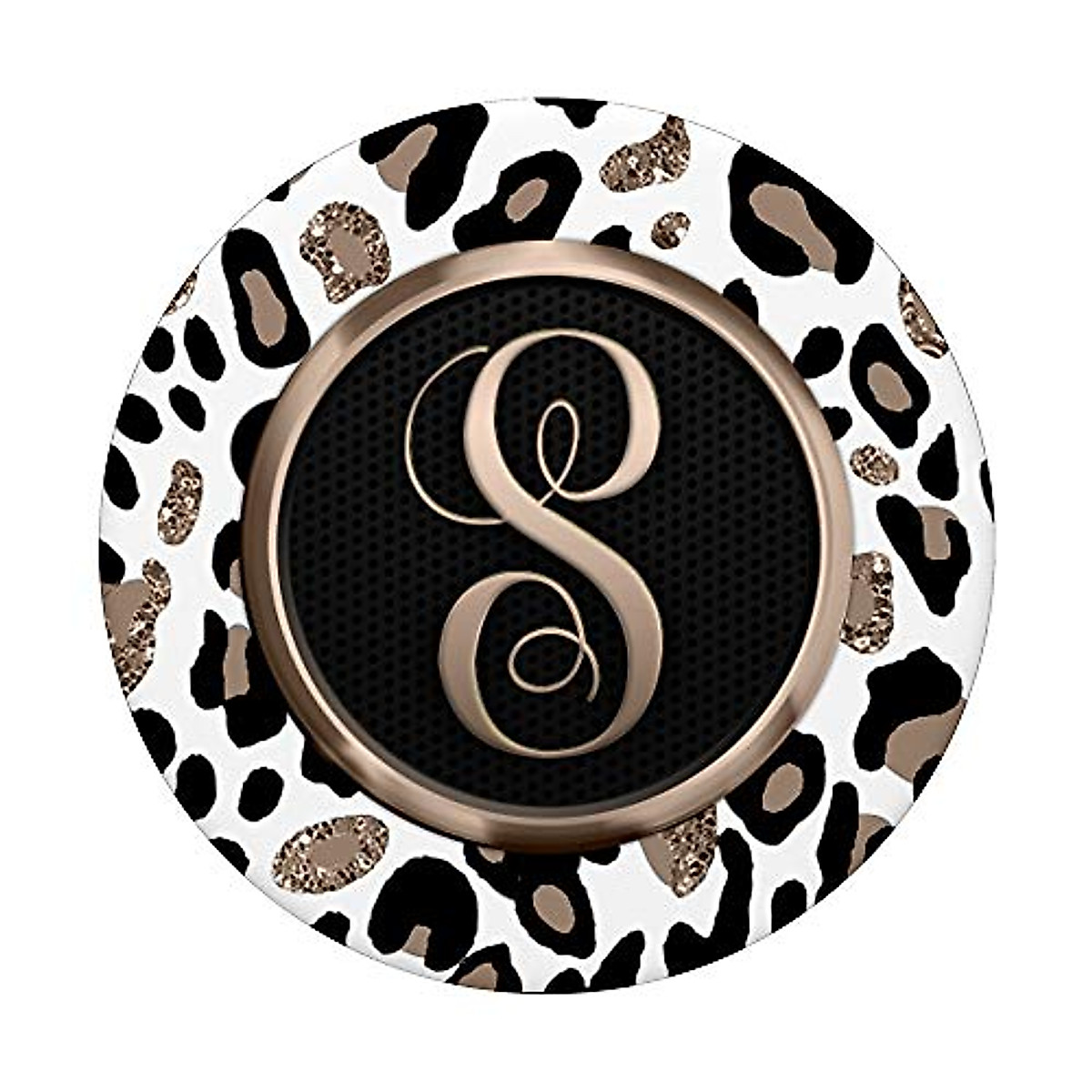 White Leopard Print Cheetah Monogram Initial "Letter S" PopSockets Swappable PopGrip