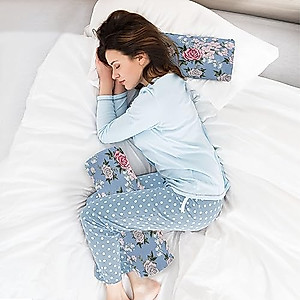 Vnurnrn Pink Rose Flowers Neck Support Pillow Round Neck Roll Bolster Cylinder Pillow Cervical Pillows Back Pillow for Leg Knee Back Head Support for Bedroom Camp Work Women Men