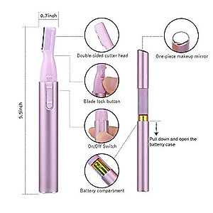 Eyebrow Trimmer for Women,Precision Eyebrow Razor Electric Facial Hair Remover for Women,Painless Nose Lips and Eyebrow Electric Epilator with Comb and Cleaning Brush