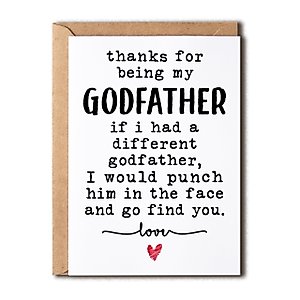 NTVShop Thanks Card - For Being My Godfather Card - Funny Birthday Card - Humorous Godfather Christmas Keepsake - Gift For Him
