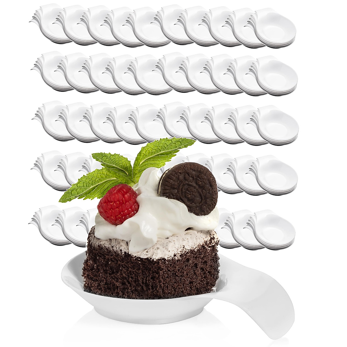 240 Comma Appetizer Spoon for Serving Desserts, Cakes, and Hors d'oeuvres plates - White Plastic Decorative Tasting Spoons, Reusable - White 240CT