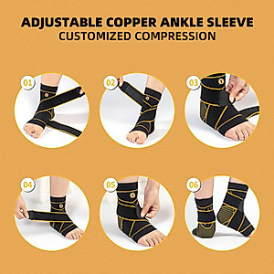 Copper Ankle Brace for Women Men Plantar Fasciitis Relief - Ankle Support Brace Ankle Compression Sleeve Socks Foot Brace Ankle Wrap for Sprained, Achilles Tendon, Pain Relief, Injured Foot, Sports