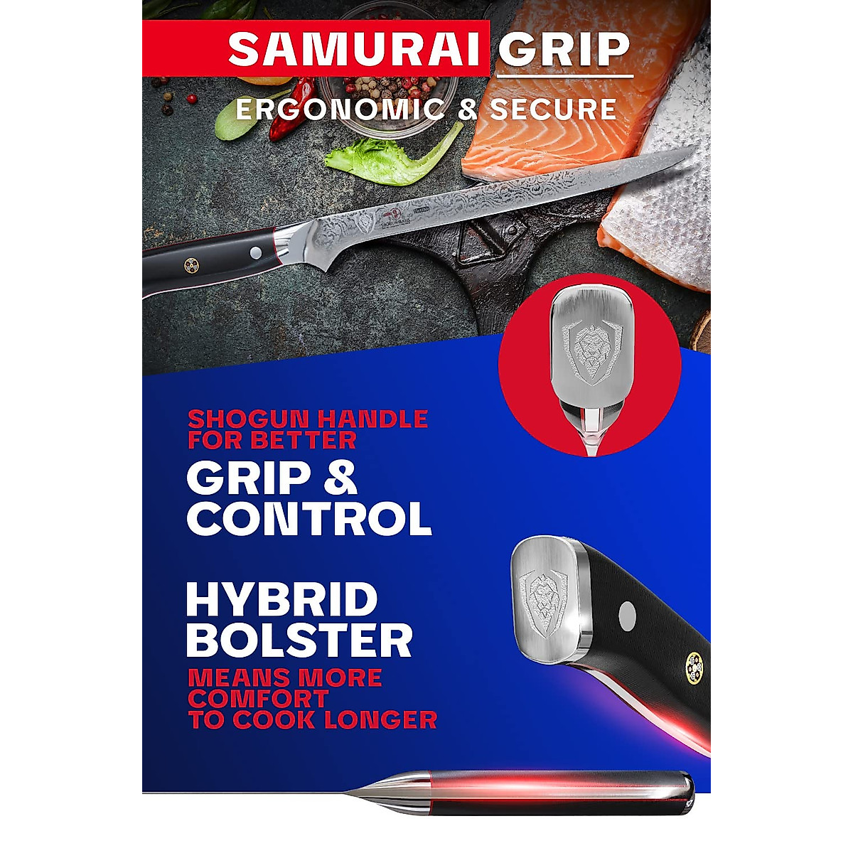 DALSTRONG Boning Knife - 8 inch - Shogun Series ELITE - Damascus AUS-10V Japanese Super Steel - Fillet Knife Gift - Meat Cutting, Carving, Bone, Trimming, Deboning - Black G10 Handle - Sheath Included