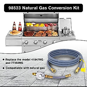 98523 10Ft 1/2" ID Natural Gas Conversion Kit,Propane to Natural Gas Conversion Kit,Natural Gas Hose and Nature Gas Regulator,Compatible with Monument Grills Model 41847NG and 77352NG