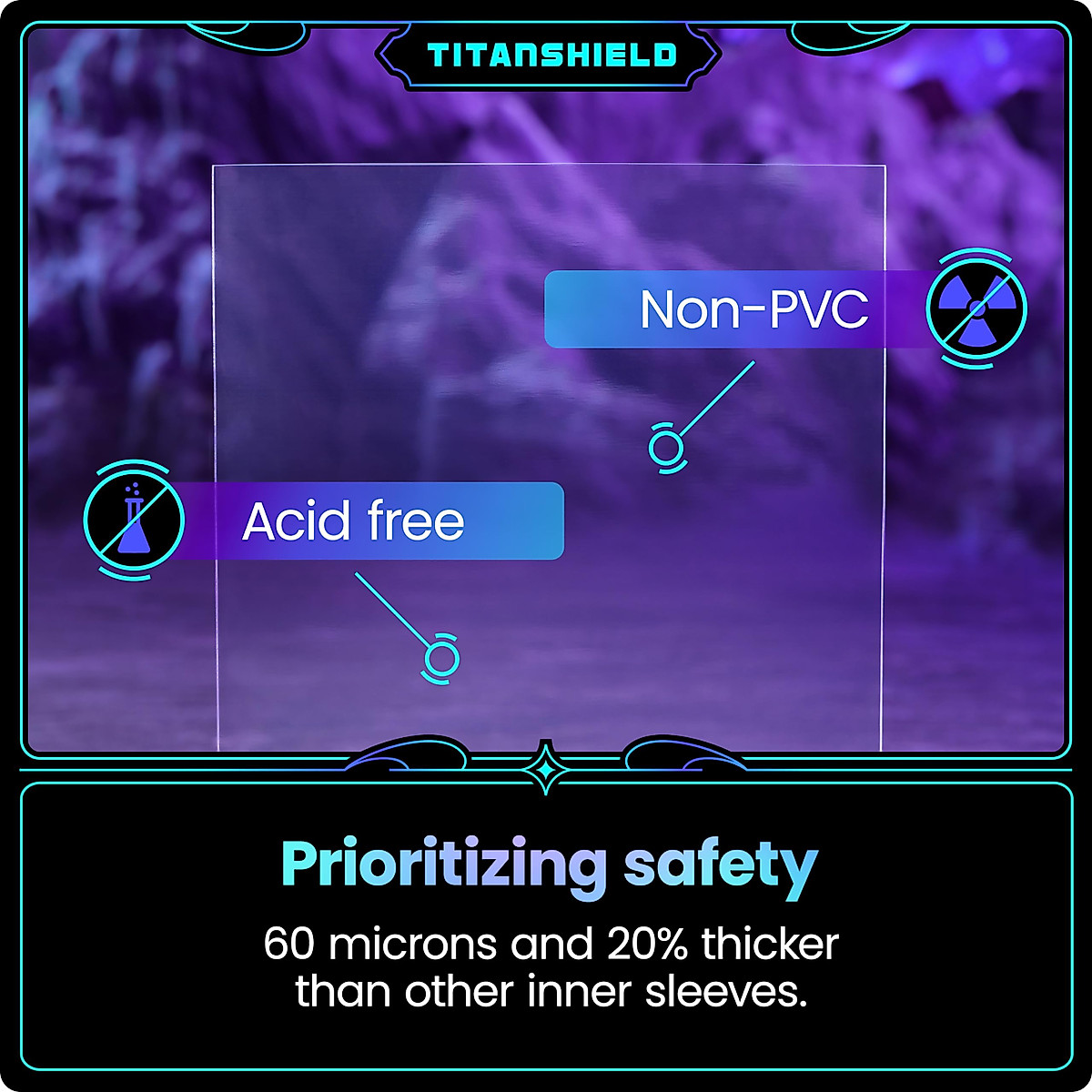 TitanShield 1000 Premium 60-Microns Ultra Clear Standard Size Perfect Exact Fit Inner Card Sleeves. Perfect for Double-sleeving and Compatible with Pokemon Cards MTG Magic The Gathering Lorcana