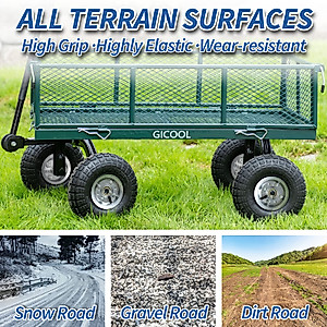 GICOOL 4.10/3.50-4" Tire and Wheel, 10" Pneumatic Tire, with 2.25" Offset Hub, 5/8" Axle Bore Hole, Sealed Bearings, for Hand Truck Trolley Dolly Garden Wagon Cart Wheel Replacement, 2 Pack