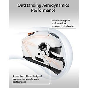 YEMA Modular Motorcycle Helmets, DOT Approved Full Face Motorcycle Helmet with Flip Up Dual Visor, Helmets for Adults Motorcycle Men Women Helmets for Street Scooter ATV E-bike - YM-926 White