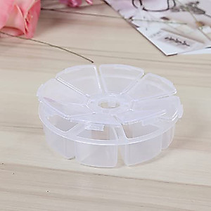 4Pcs 8 Grid Round Clear Plastic Storage Organizer Containers Portable Jewelry Dividers Box Display Case for Jewelry Beads Nail Art Small Craft Items