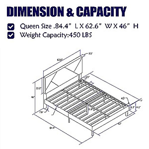 Queen Size Fabric Upholstered Platform Bed Frame with Headboard, Modern Concise Platform Bed with Strong Wood Slats Support/No Box Spring Needed/Easy Assembly for Bedroom Girls Boys, Gray (Queen)