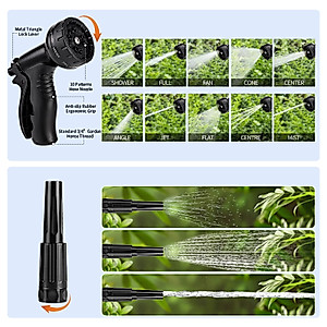 CUHBIV Metal Garden Hose 50FT,Stainless Steel Metal Hose with 10 Function Nozzle, Heavy Duty Collapsible Water Hose with Hose Holder,Kink Free & Tangle Free Flexible Garden Hoses for Outdoor