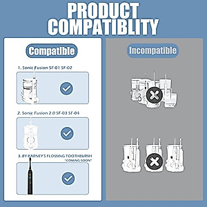 Flossing Toothbrush Heads Replacement, 3 Count, Sonic Tooth Brushes and Water Flosser Combo Water-Pick Brush Head… (Compact Size, Black)