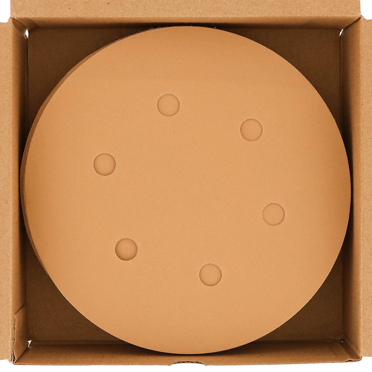 Dura-Gold Premium 320 Grit 6" Gold Sandpaper Discs, 6 Hole Pattern Dustless, Box of 50 - Hook & Loop Backing for DA Sander, Finishing Fine Cut Sanding Abrasive Automotive Paint, Woodworking Wood Metal