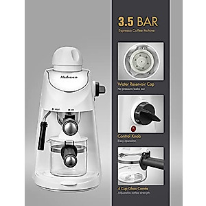 Yabano Espresso Machine, 3.5Bar Espresso Coffee Maker, Espresso and Cappuccino Machine with Milk Frother, Espresso Maker with Steamer (White)