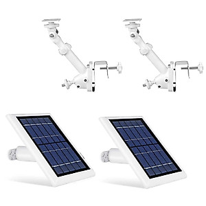 Wasserstein Bundle - Arlo 2-Pack White Solar Panel & 2-Pack 2-in-1 White Universal Gutter Mount Compatible with Arlo Ultra/Ultra 2, Arlo Pro 3/Pro 4, & Arlo Floodlight