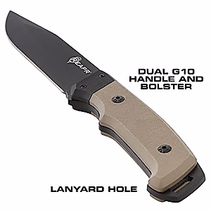 Reapr 11009 5" Brigade Full Tang Fixed Blade Knife, Modified Drop Point Blade, Dual G10 Handle, Ballistic Nylon Sheath, For Outdoor, Tactical, and EDC