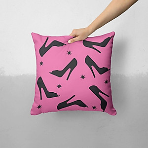 iiRov Pink & Black High-Heel Pattern V12 - Custom Decorative Home Decor Indoor or Outdoor Throw Pillow Cover Plus Cushion Set for Sofa, Bed or Couch (Pillow CASE Cover Plus Cushion)