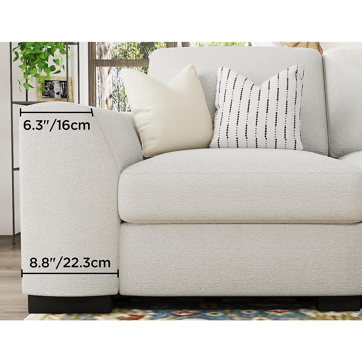 Woyomeub Sectional Sofa Couches for Living Room: L Shaped Couch with Storage Ottoman - Beige Modular Oversized 4 Seater Sofas with Pillows U Shape Furniture Set