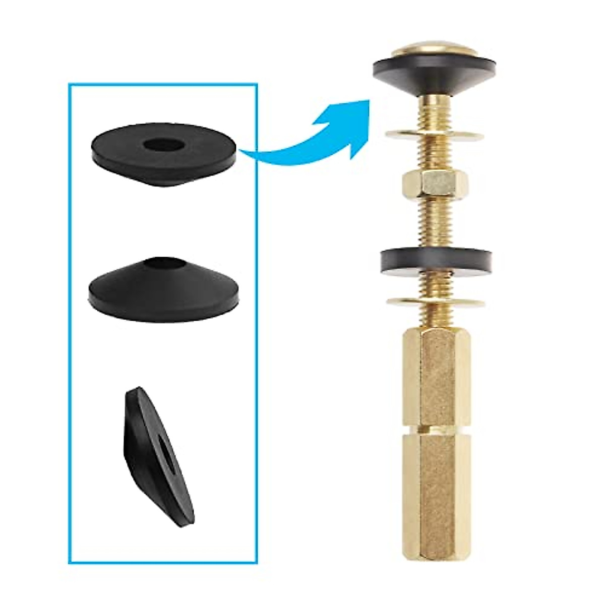 10Pcs Conical Rubber Washers for Toilet Tank to Bowl Bolts, Jwodo Beveled Gasket Washers for Toilet Tank Leakage Prevent, Universal Fit for 5/16” Toilet Bolts