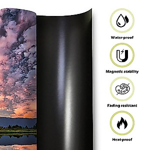 Dishwasher Magnet Cover Dramatic Pink Clouds Reflection Magnetic Refrigerator Stickers Decorative Appliance Cover Fridge Panels Metal Door Garage 23x26in