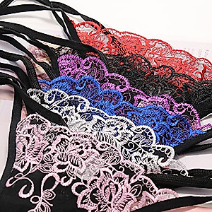 Women Tie Side Panties Sexy Adjustable G-String see through Mesh Yarn Thong Underwear-Multicolor