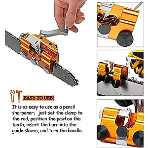 Chainsaw Chain Sharpening Jig - Chainsaw Sharpener Kit, Deluxe Chainsaw Sharpening, Suitable for All Kinds of Chain Saws and Electric Saws, for Lumberjack & Garden Worker（Golden）