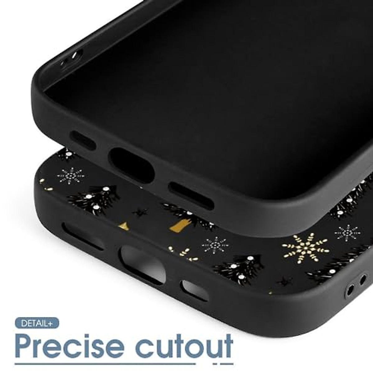 Niapessel Compatible with iPhone 15 Pro Max Case Christmas Tree Golden Black Print Shockproof Protective Phone Cases Slim Thin Cover TPU for Women Men Boys Girls