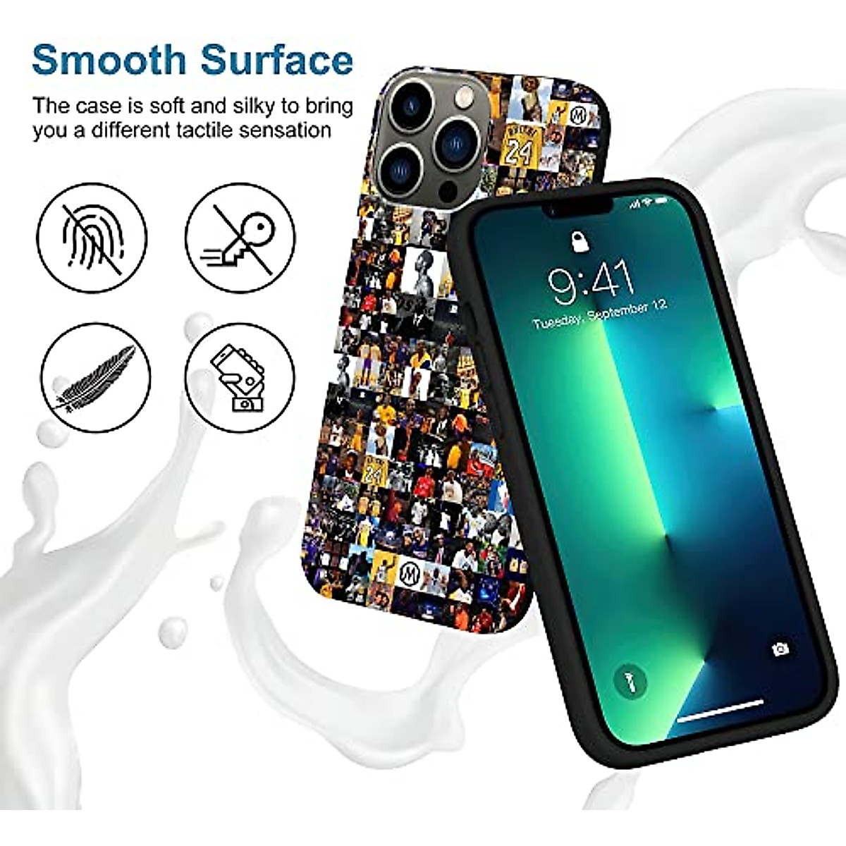 Basketball Stars Designed for iPhone 13 Pro Max Case, Kobe Gather Pattern Compatible with iPhone 13 Pro Max Case 6.7 inch, TPU Anti-Scratch Shockproof Soft Case (Kobe Gather)