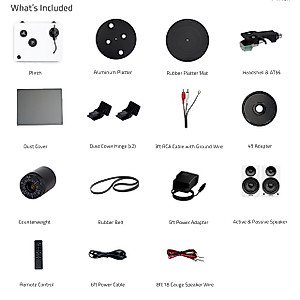 Fluance RT81 Elite High Fidelity Vinyl Turntable (White) with Ai41 Powered 5" Stereo Bookshelf Speakers (Lucky Bamboo), Diamond Stylus, Belt Drive, Built-in Preamp, 90W Class D Amplifier, Bluetooth