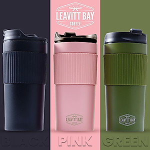 Portable French Press Travel Mug (15oz) - Stainless Steel & Double Wall Vacuum Pink Coffee Maker – Single Serve French Press for Travel, Home, Office, or Camping - No Leak Coffee or Tea Press Tumbler