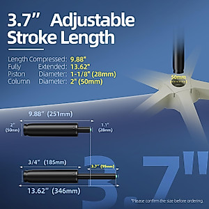 MASTERY MART Office Chair Gas Lift Cylinder Replacement, Heavy Duty 450LBs/204KGs, Universal Size Fits Most Office Chair and Swivel Chair, 4'' Length Extension (Matte Black)