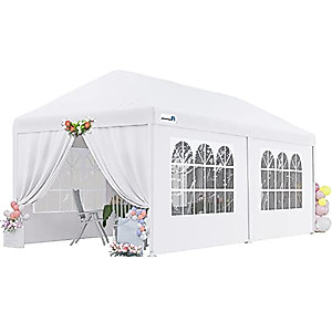 Peaktop Outdoor 10'x20' Heavy Duty Canopy Gazebo Outdoor Party Wedding Tent Pavilion with 4 Removable Side Walls