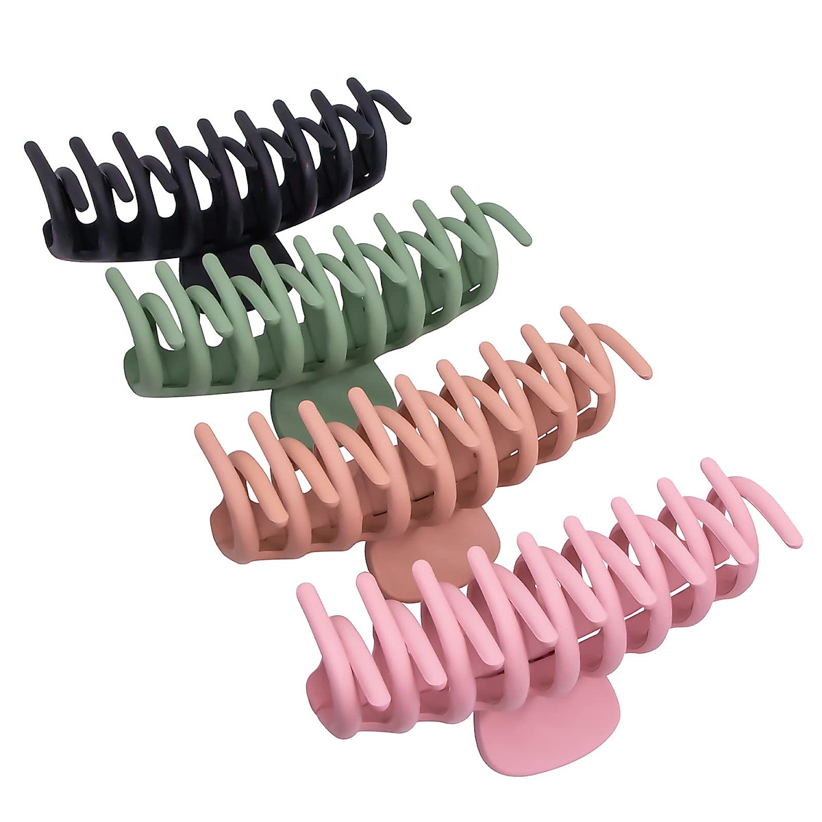 JSY Hair Clips for Women - 90's Fashion Hair Styling Accessories, Large Hair Claw Clips for Thick Hair, Long Nonslip Matte Hair Clips, Strong Hold, 4 Colors (4 Packs)