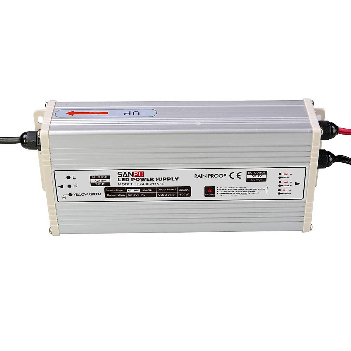 SANPU SMPS LED Driver 400w 12v 33a Constant Voltage Switching Power Supply 110v 120v ac-dc Transformer Ourdoor Rainproof IP63 (SANPU FX400-H1V12)