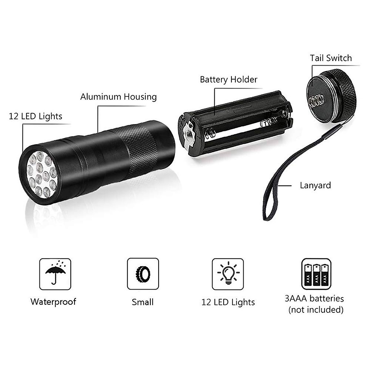 Optimal Shop 6 Pack UV Blacklight 12 LED Flashlight Torch Light Outdoors Etc(6 Pack 12 LED)