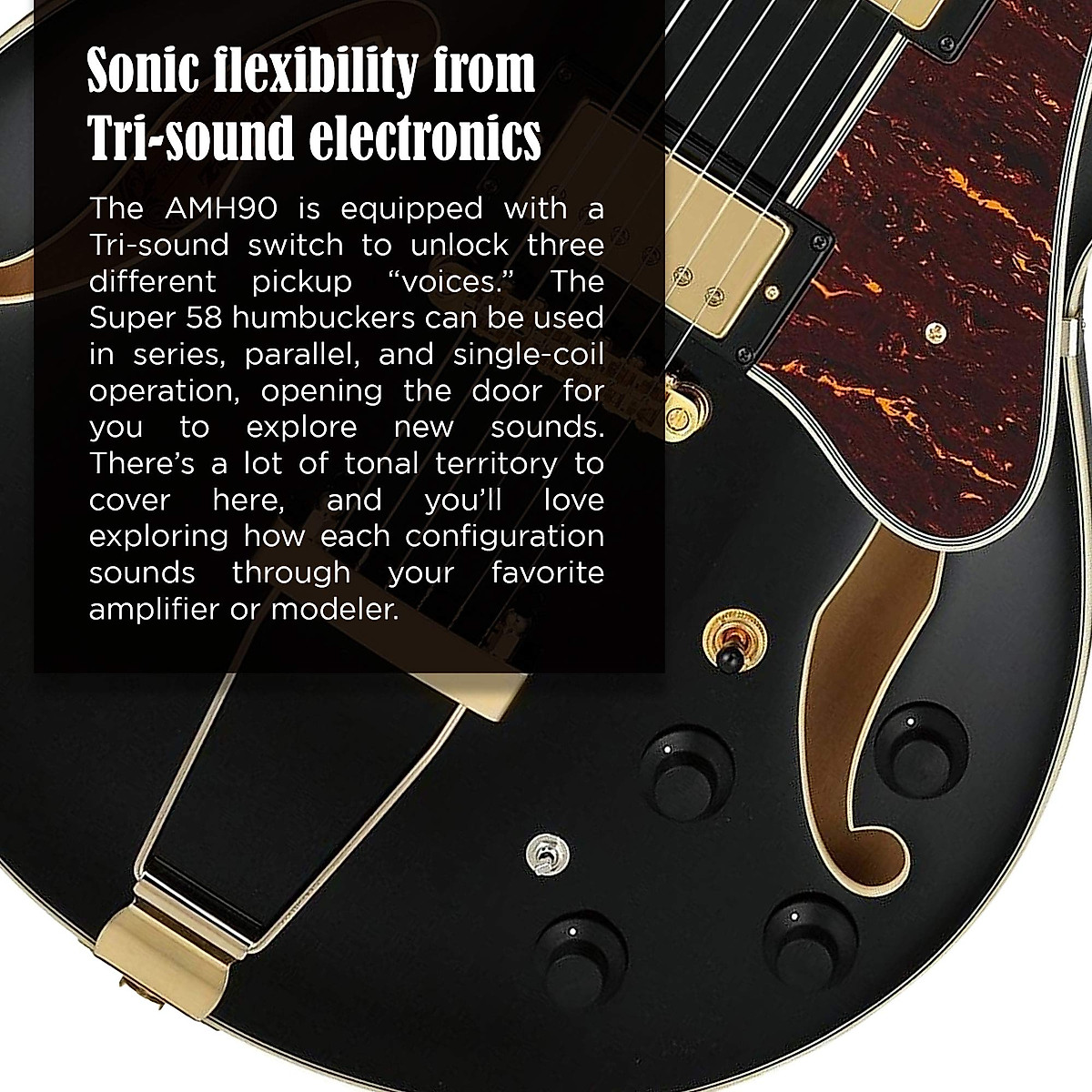 Ibanez AMH90 AM Artcore Expressionist Semi-Hollowbody Electric Guitar, Black