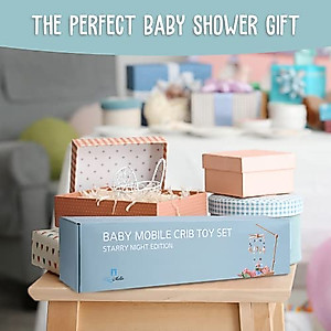 BlueMello Starry Night Baby Mobile Toy and Mobile Arm Holder 2 in 1 Set for Crib | Wooden Beads and Stars Bed Hanger for Boys and Girls | Hanging Nursery Decor for Bassinet | Perfect Baby Shower Gift