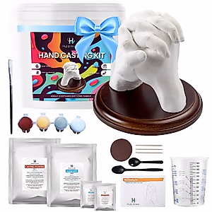 Hand Casting Kit for Couples or Family | Paint & Mounting Plaque Included | DIY Plaster Hand Mold Keepsake Sculpture Kit Gifts for Her, Kids, Weddings, Anniversary