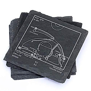 Greatest Mavericks Plays: Slate Coasters (Set of 4) | Best Gift Idea for Sports Lovers | Mavericks Historic Moments Gifts