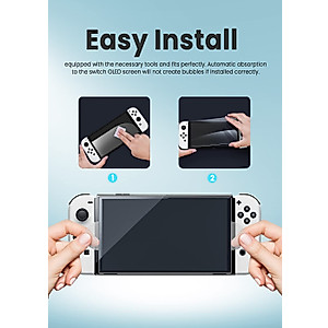 Mumba [3-Pack Screen Protector for Nintendo Switch Oled, 9H Tempered Glass Film with Smooth, HD Clear, Easy-Install, Scratch and Crack Resistant
