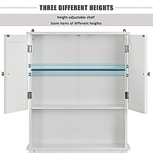 Merax Over-The- Toilet Storage Freestanding Bathroom Organizer Space Saver Shelves, White Cabinet