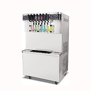 Kolice Commercial ETL high capacity 7 flavors soft serve ice cream machine, gelato ice cream maker, 4+3 mixed frozen yogurt ice cream machine-full transperant dispenser, upper tanks refrigerated