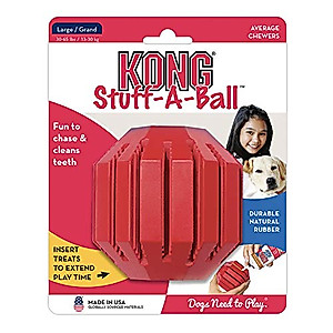 KONG Stuff-A-Ball - Dog Toy for Aggressive Chewers Treats Dispense Dog Toy - Stuffable Dog Toy - Stuff Treats for Mental Enrichment - Dental Dog Toy for Healthy Teeth & Gums - Large Dogs