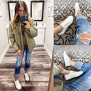 JENN ARDOR Fashion Slip On Sneakers for Women Classic Low Top Canvas Shoes No-tie Adjustable Lace Up Flats Women Summer Shoes Breathable Comfortable Casual Sneakers for Women Walking