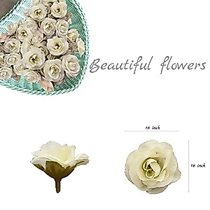 60 pcs Artificial Roses Head Fake Silk Rose Flower Head DIY Fake Roses Heads for Mother's Day Valentine's Day Wedding Centerpieces Flower Wall DIY Crafts Bouquet Home Floral Decoration - White