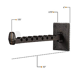 Rustic State Clout Cast Iron Coat Hanger - Clothes Rack - Laundry Bar - Industrial Farmhouse Design Wall Mount Organizer Hook Holder for Closet Laundry Room Mudroom Entryway - Black