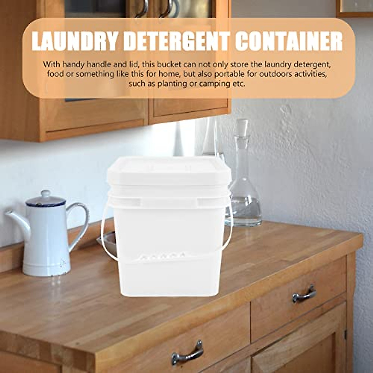 Zerodeko Cereal Container Laundry Container Washing Powder Bucket Laundry Powder Pods Storage Bin Box Fabric Softener Dispenser for Liquid Shampoo Laundry Room Rice Container